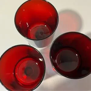 Kitchen | Set Of 3 Vintage Arcoroc France Ruby Red Pedestal Juice ...